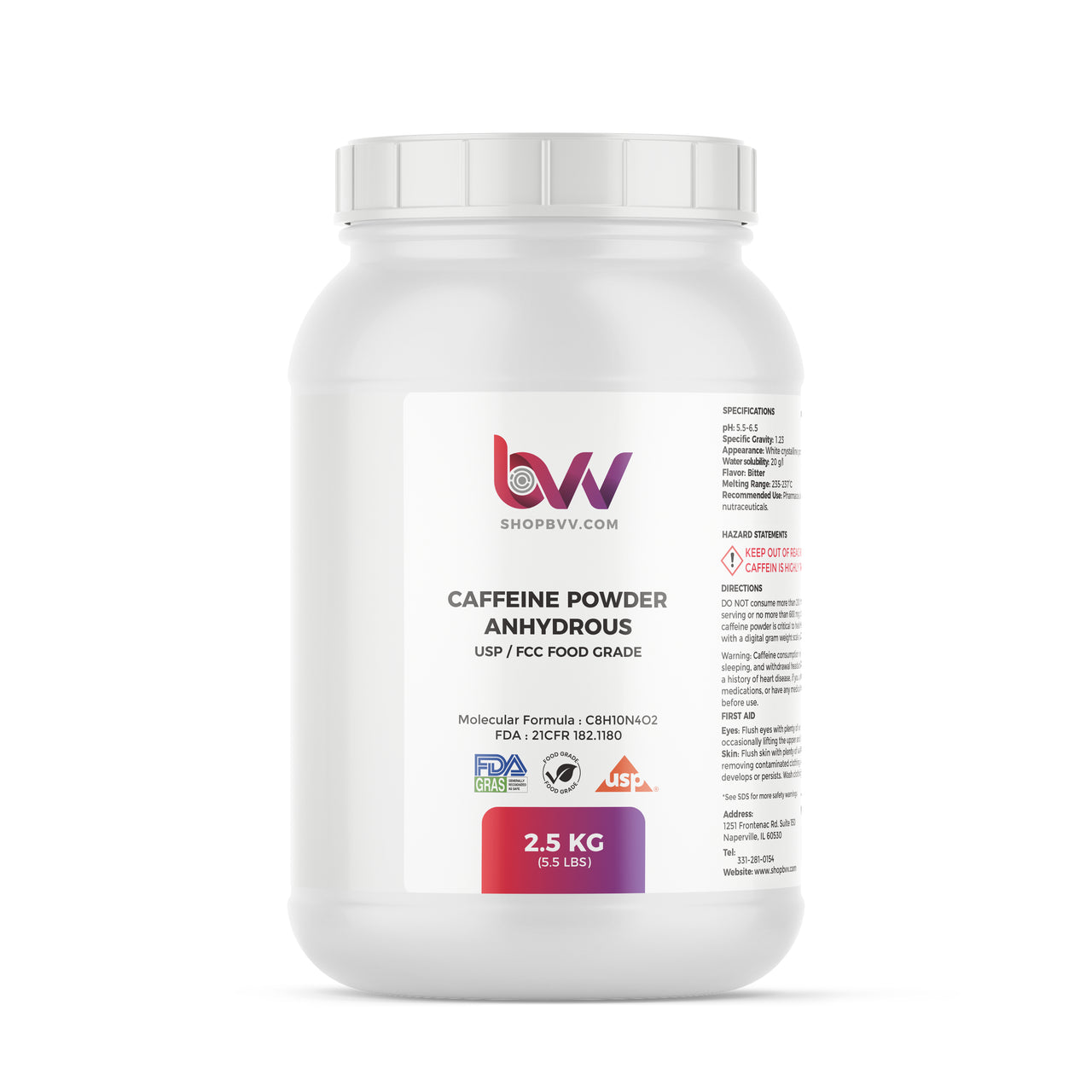 Caffeine Powder ≥99.0% USP/FCC/Food Grade – BVV